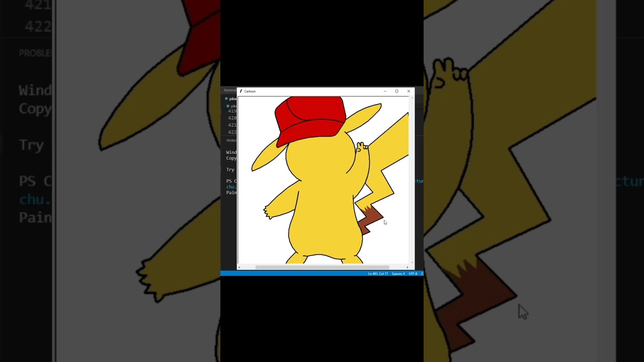 Making Pikachu using python | coding status | #shorts #python #coding #programming #computerscience