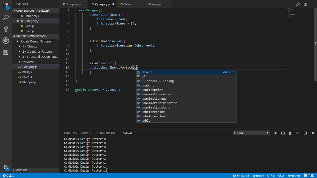 Design Patterns with JavaScript ES56 and Node js from Zero  Observer Practice