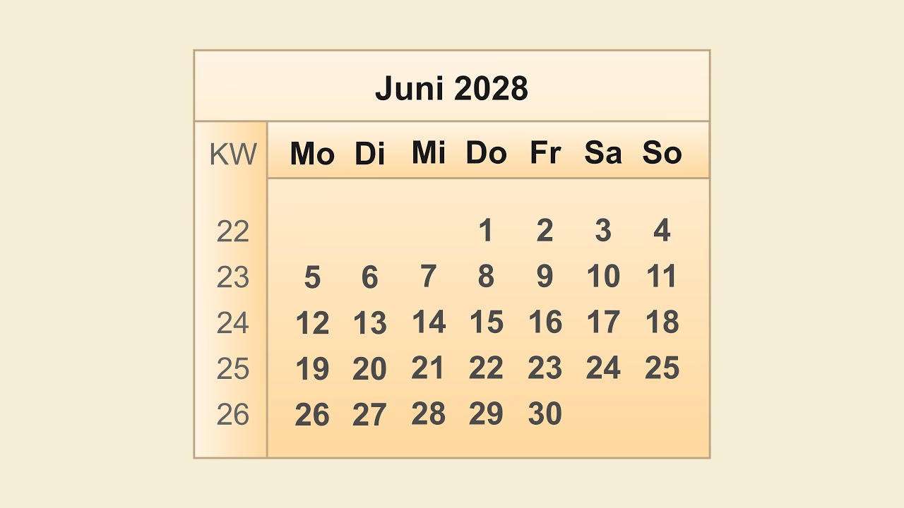 Kalender Juni 2028