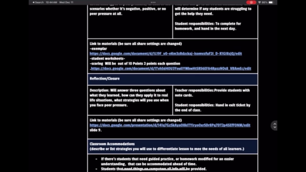 Health education lesson plan template video