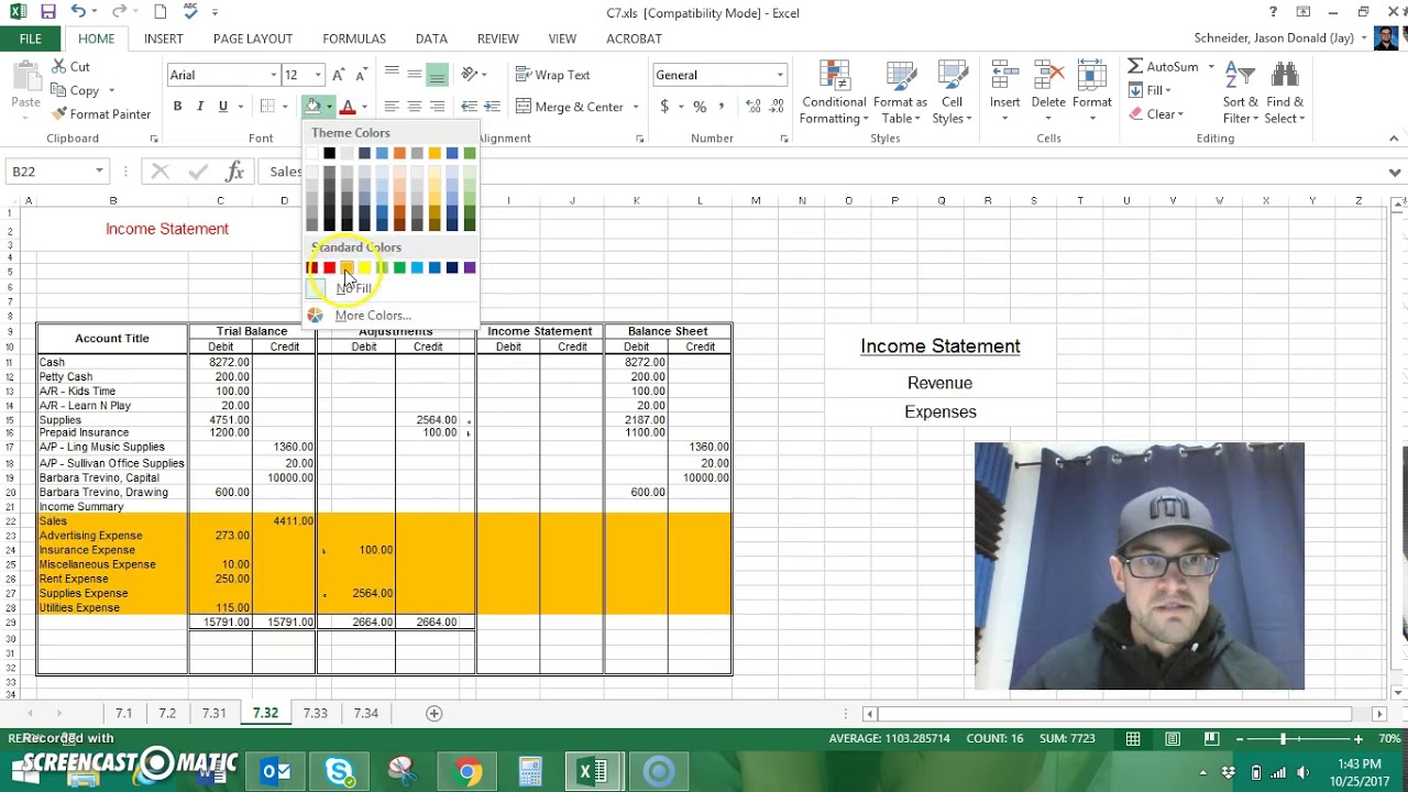 7.3 Worksheet (Income Statement Columns)