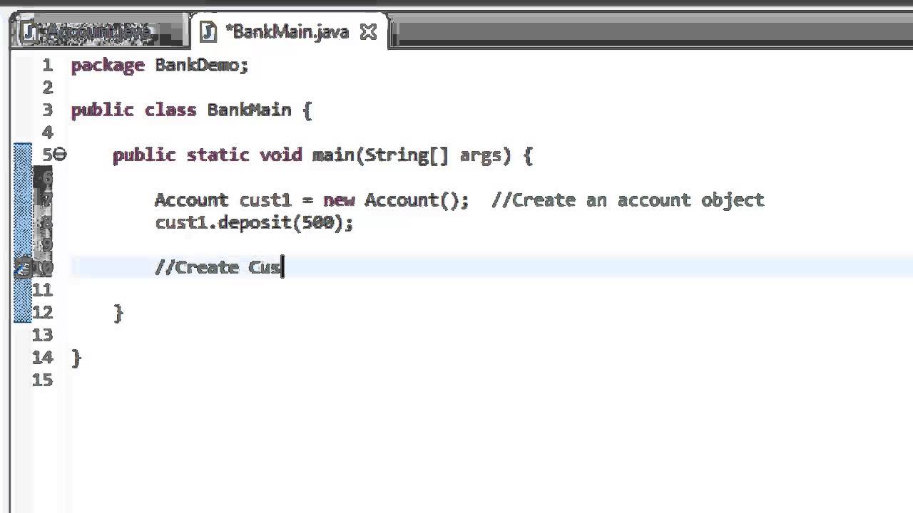 Java Tutorial 10: Create a simple Bank Account