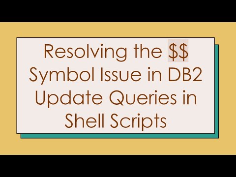 Resolving the $$ Symbol Issue in DB2 Update Queries in Shell Scripts