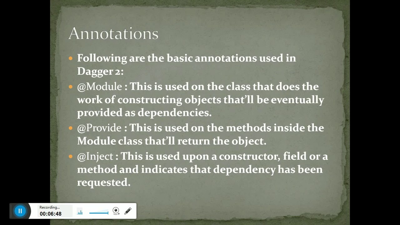 Dagger 2 (Android Tutorial ) First Basic Approach.. (Dependency Injection) First Part