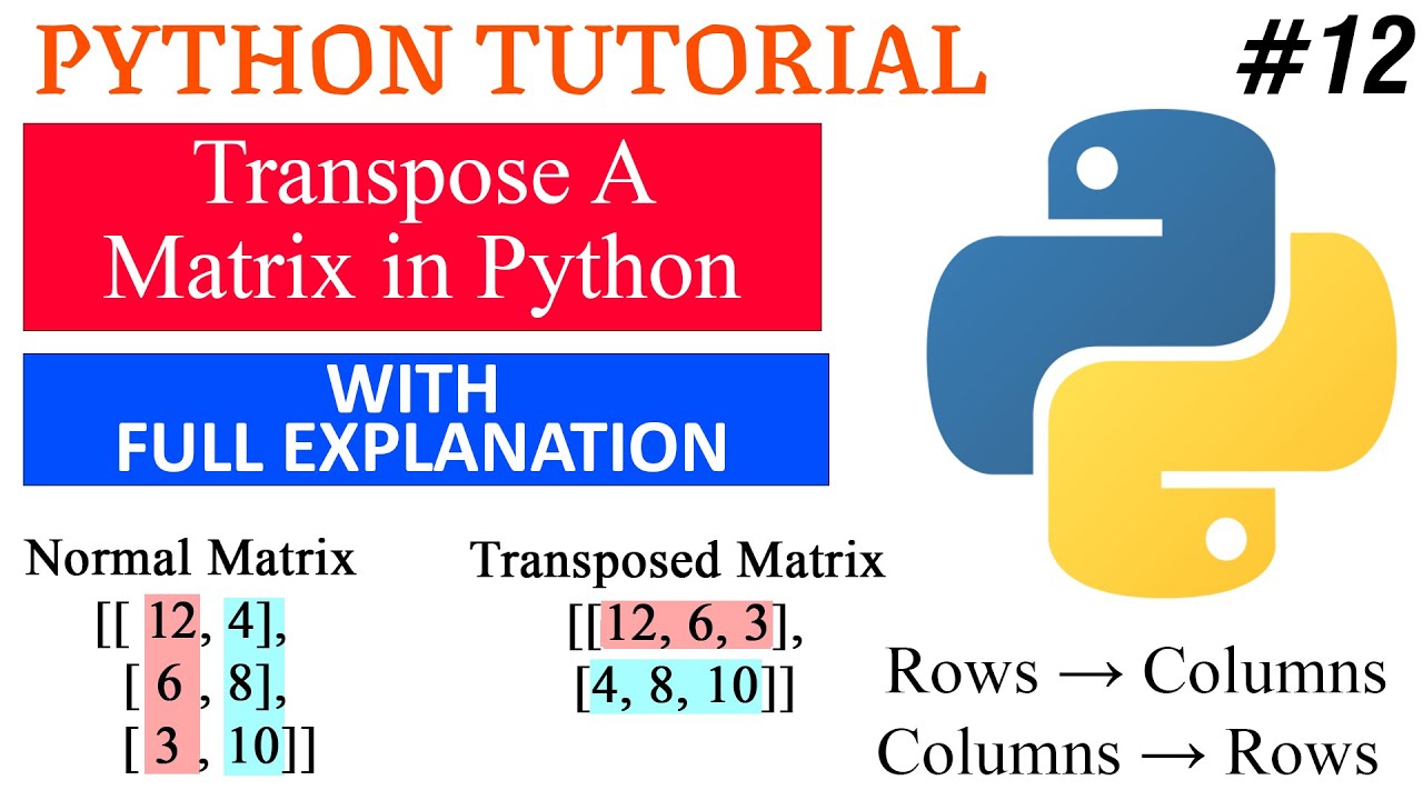 Python Program - Transpose a Matrix | Nested For Loops | Easy Method