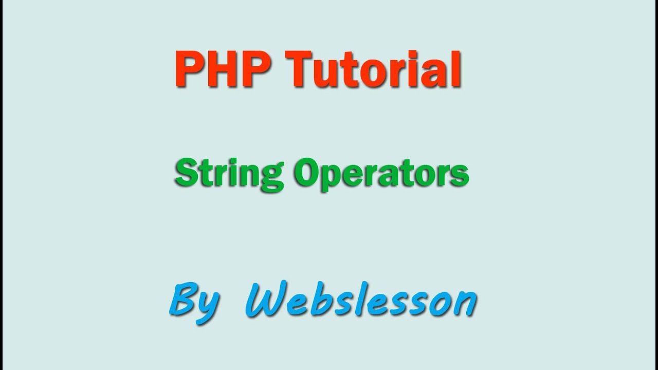String Operators - PHP Beginner Tutorial