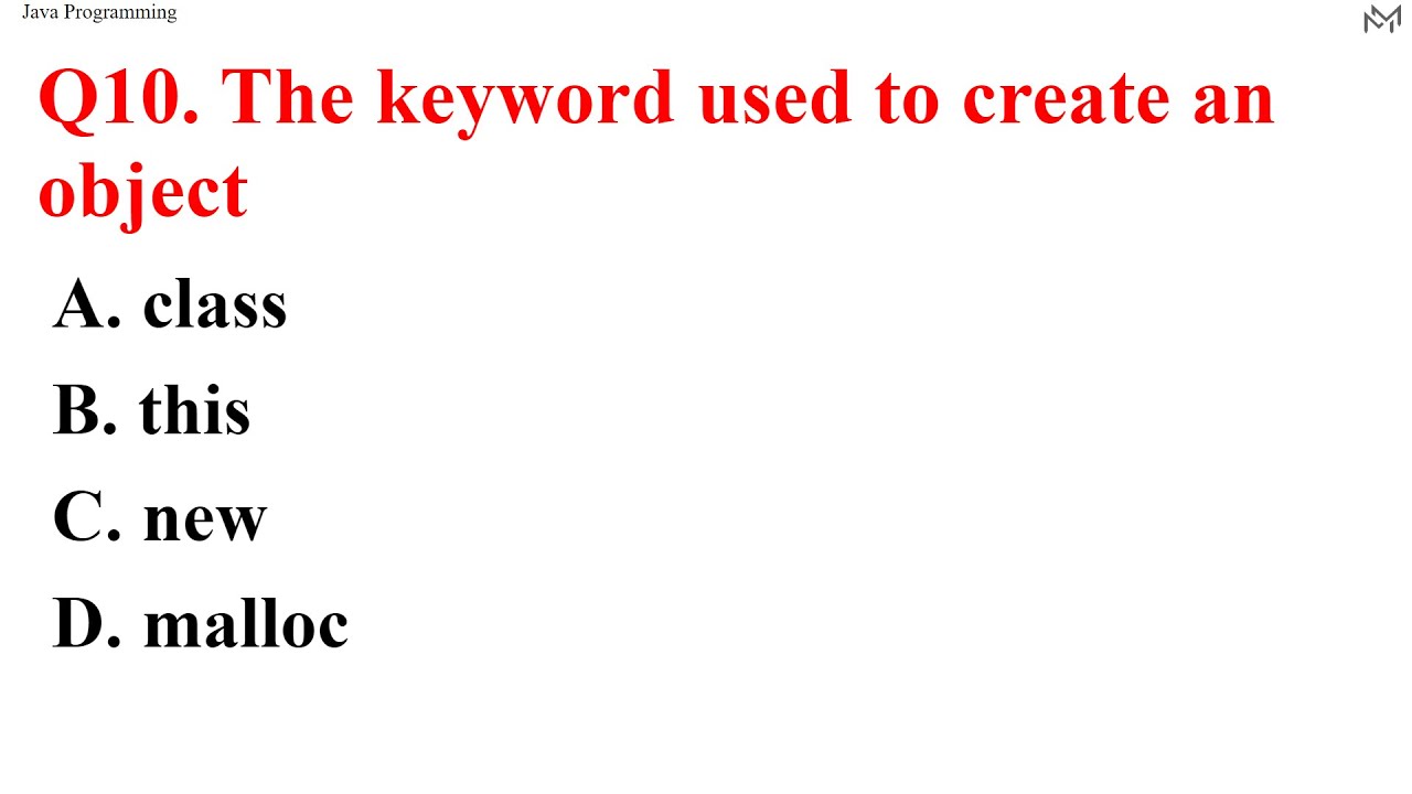 Java Programming Important MCQs Quiz