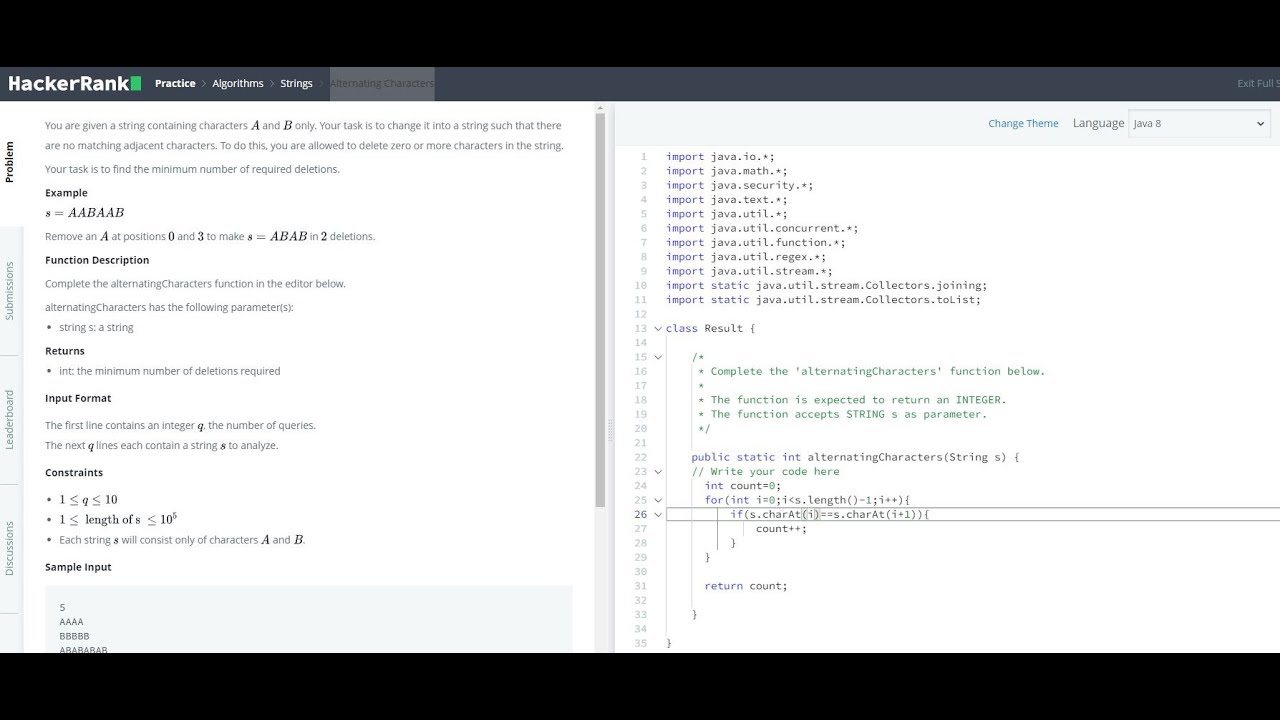 Alternating Characters #HackerRank