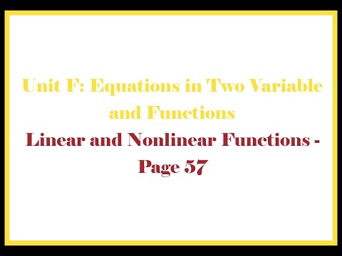 Unit F 9 Linear and Nonlinear Functions