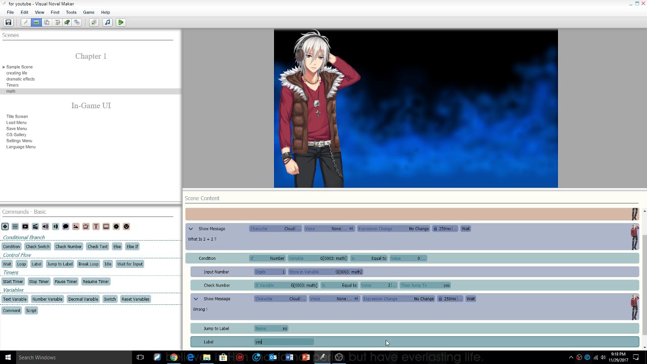 Visual Novel Maker Tutorial - Conditionals - Episode 12