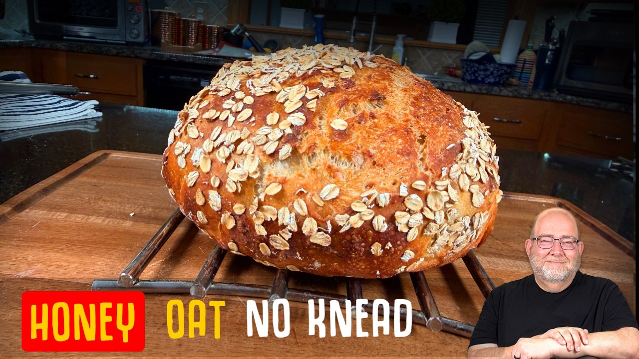 So Easy! No Knead Honey Oat Bread 