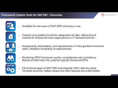 Framework Update Tools for SAP GRC. Riscomp Solutions Overview & Demo.