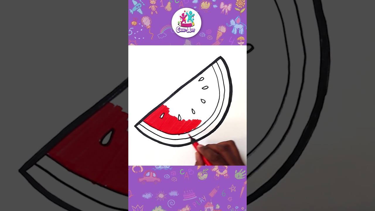 Learn How To Draw A Juicy Watermelon! #howto #drawing #kidsvideo #cartoon #diy