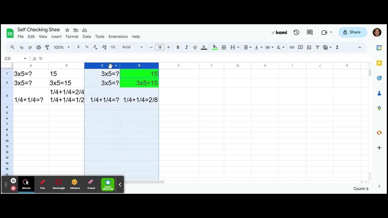Self Checking Sheet - Google Sheets