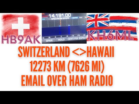 12273km (7626 mi) Email exchange over Ham Radio Hawaii to Switzerland