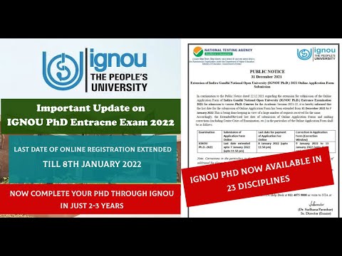 IGNOU PhD Registration 2021: Last Date Extended | IGNOU PhD Entrance Exam 2022| IGNOU University PhD