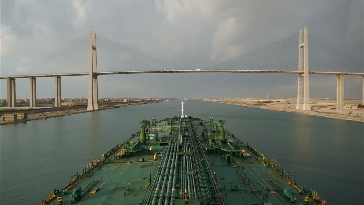 4K TIMELAPSE SUEZ CANAL TRANSIT IN LARGE VESSEL