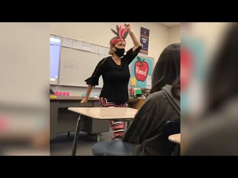 Riverside, California math teacher Candice Reed war hoops, tomahawk ...