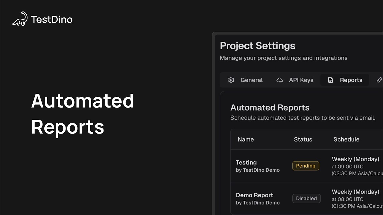 How to Schedule Automated Test Reports in TestDino | PDF Email Reporting.