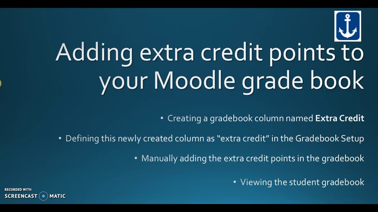 Adding extra credit points to a Moodle gradebook