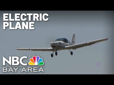 Electric plane on display in Palo Alto