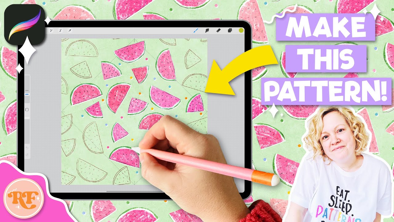 Make a Summer Watermelon Seamless Pattern in Procreate with FREE stamp brushes