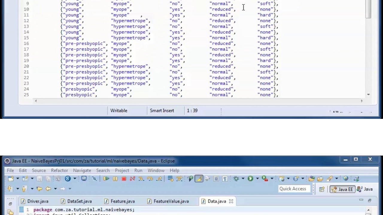 Naive Bayes w/ JAVA Prototype Project 01