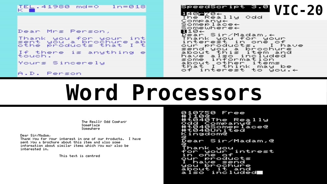 Word Processors on the VIC-20