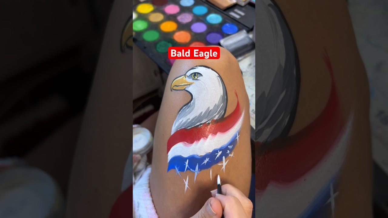 Let’s paint a bald eagle for the holiday!! #facepaint #facepainting #baldeagle