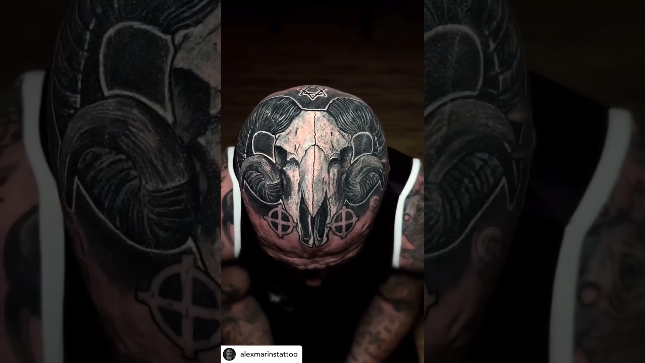 Beautiful Re-Work Skull Tattoo By Artist: @alexmarinstattoo