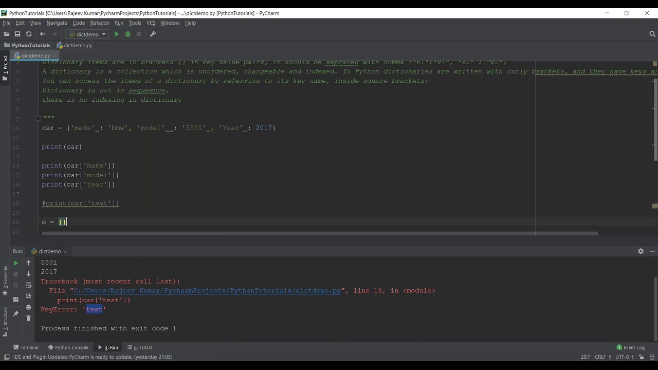 Python  Dictionary , Nested Dictionary, Update/modify dictionary  & It's method - Python programming