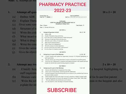 Pharmacy Practice 2022-23 || Previous Year Question Paper || B Pharmacy 7 Sem || BP703T ||Aktu paper