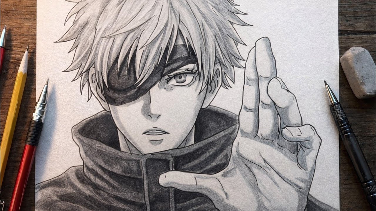 How To Draw Gojo Satoru Step by Step Easy | Anime Drawing Tutorial for Beginners