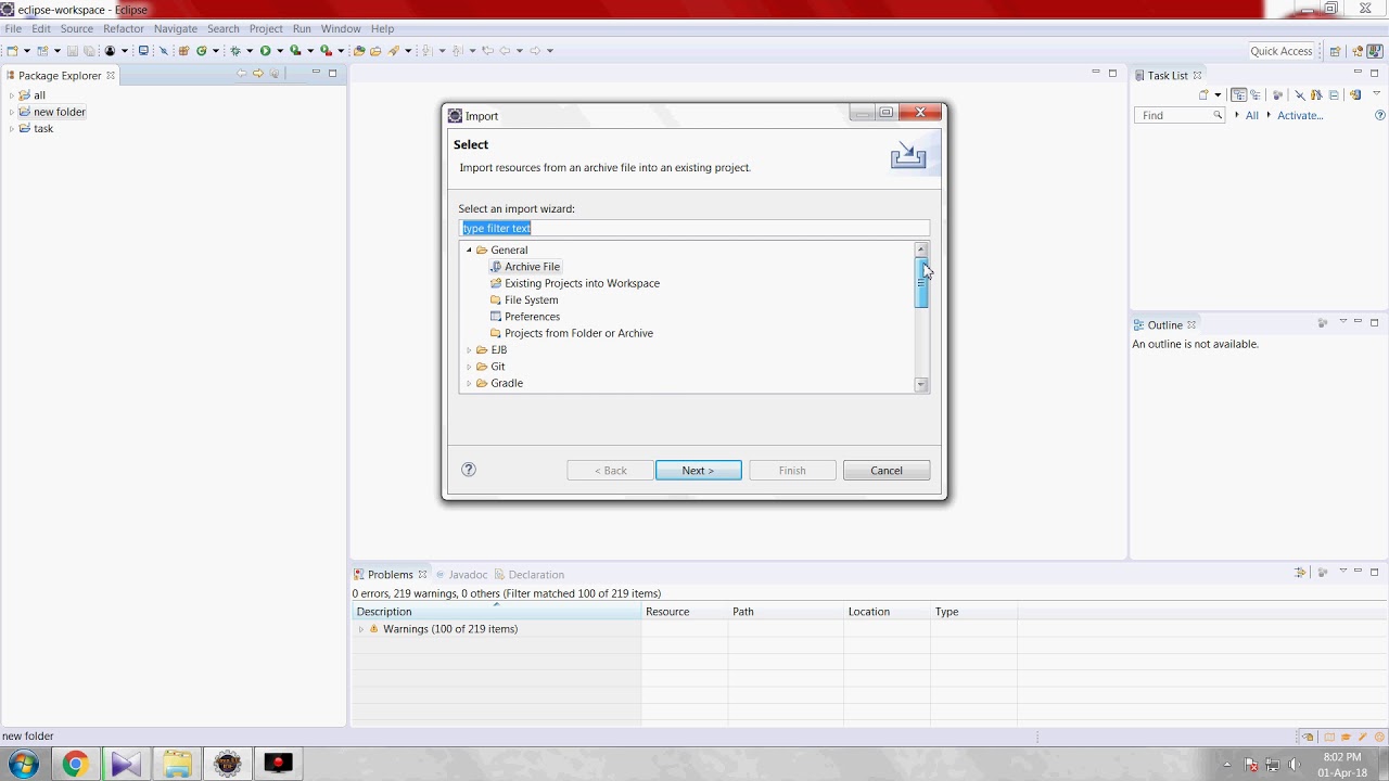 import java folder/archived files/ in eclipse