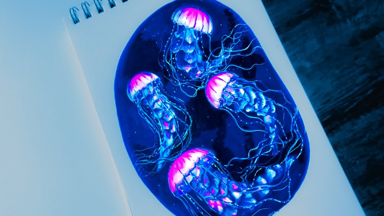 How to draw Jellyfish! (Full Extended Version) NewMoonPrincess marker drawing tutorial