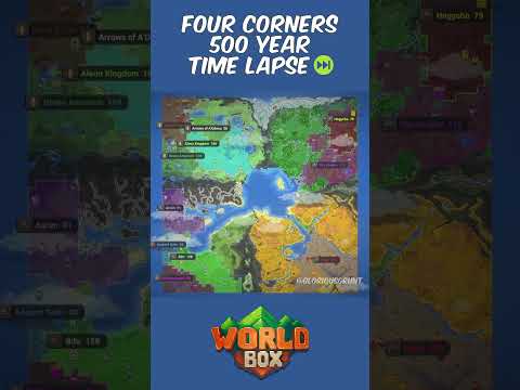 Four Corners Map ???? All Factions Compete For 500 Years #worldbox #worldboxtimelapse