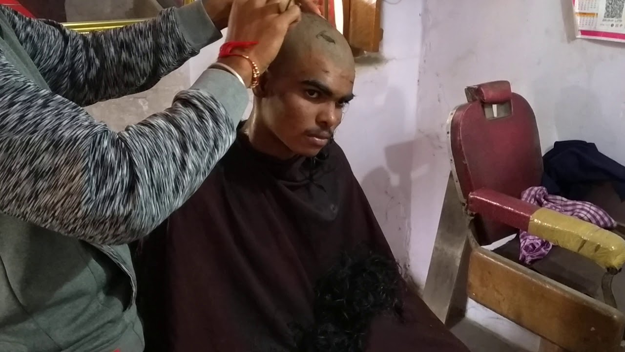 Indian men head shave series 05