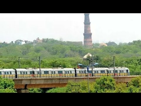 Qutub Minar Metro Station - Delhi Metro Tour - Night View of Qutub Minar - Yellow Line - DMRC