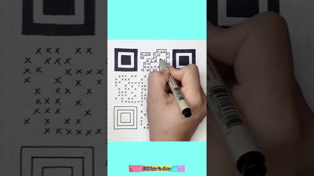 How to draw barcode sprite grid pixel art  #drawing #draw I Chill how to draw