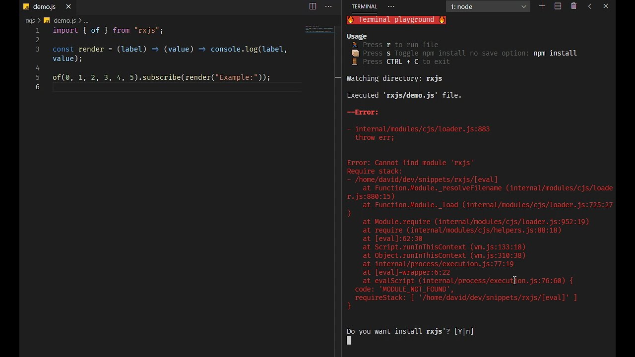 Javascript terminal playground