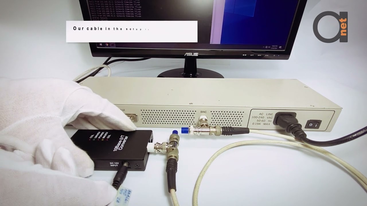 10Base2 Thinnet (Cheapernet) Coax to 10BaseT RJ45 Copper Ethernet Media Converter Installation