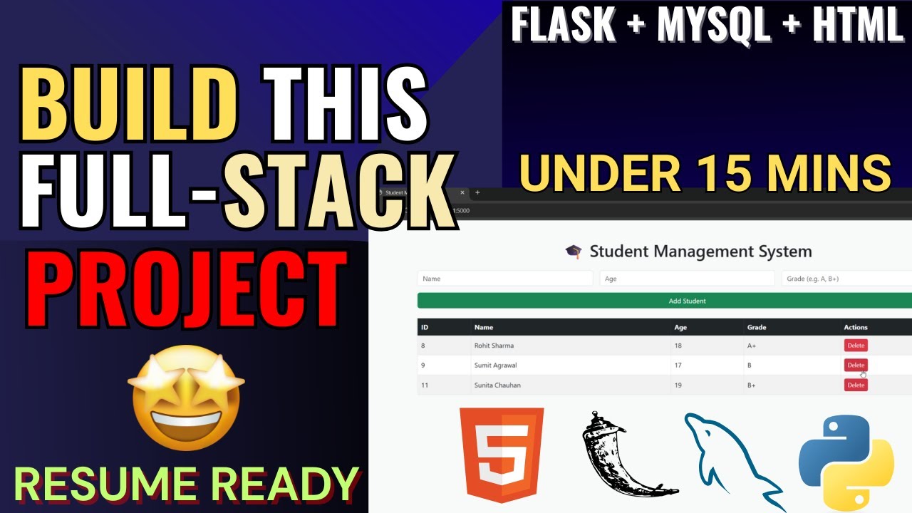 Build a Full-Stack Student Management App with Flask & MySQL CRUD Project in 15 minutes!
