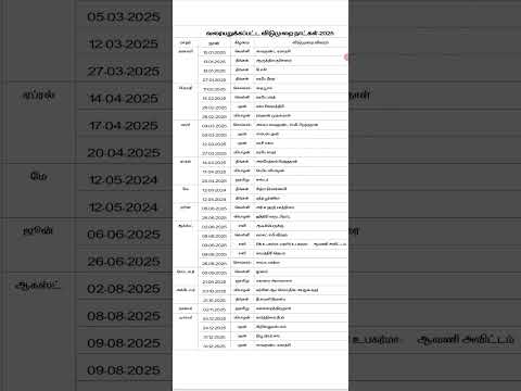 வரையறுக்கப்பட்ட விடுப்பு நாட்கள் 2025 - Restricted Leave Days 2025 ( RL / RH List 2025)