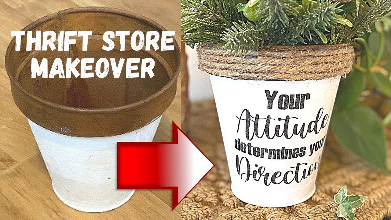 UPCYCLED FLOWER POT / THRIFT STORE MAKEOVER / DIY EASY CHEAP