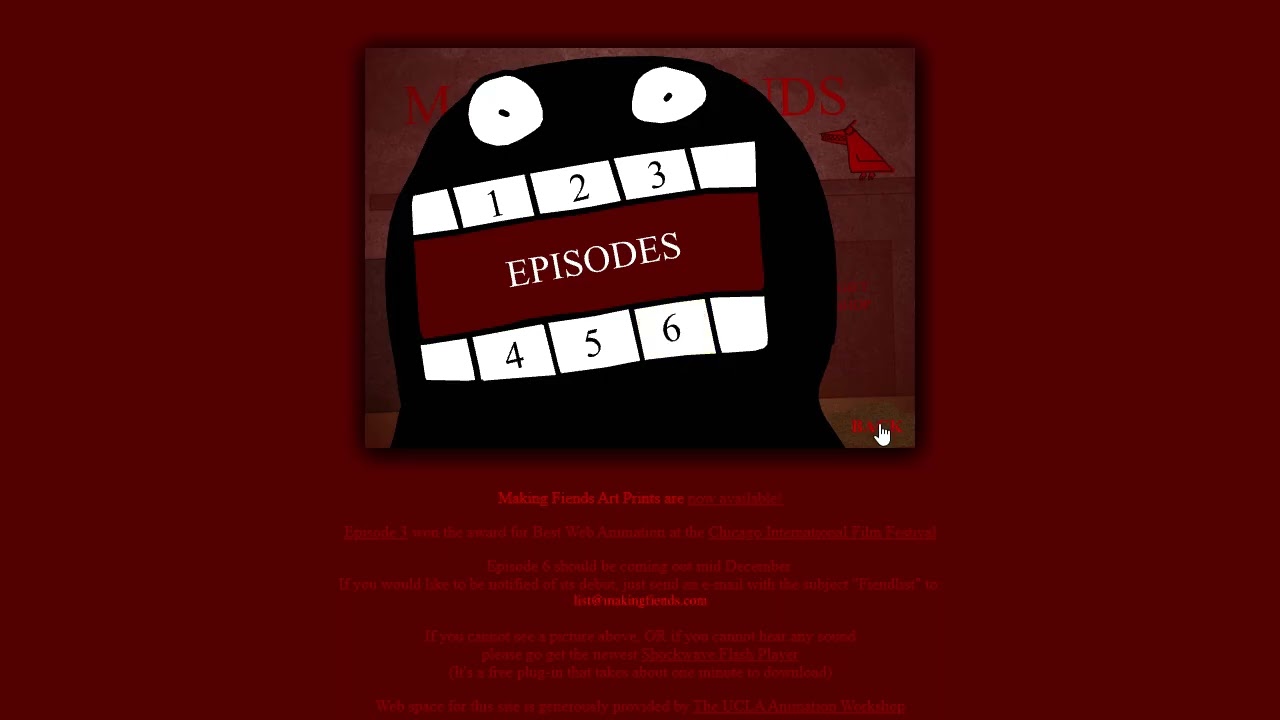 Making Fiends flash website in 2003