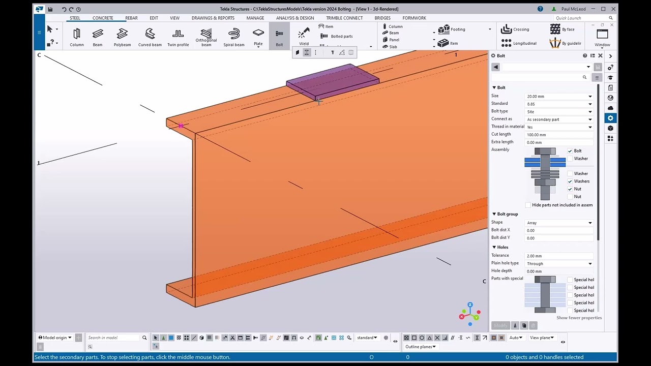 New Bolting Method in Tekla Structures v2024