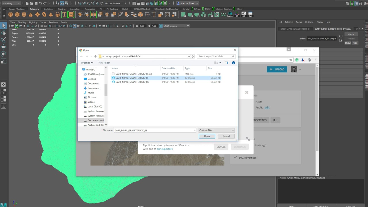 Upload to SketchFab.com