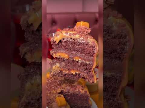 Extremely Chocolate Caramel Cake!#shorts#cake