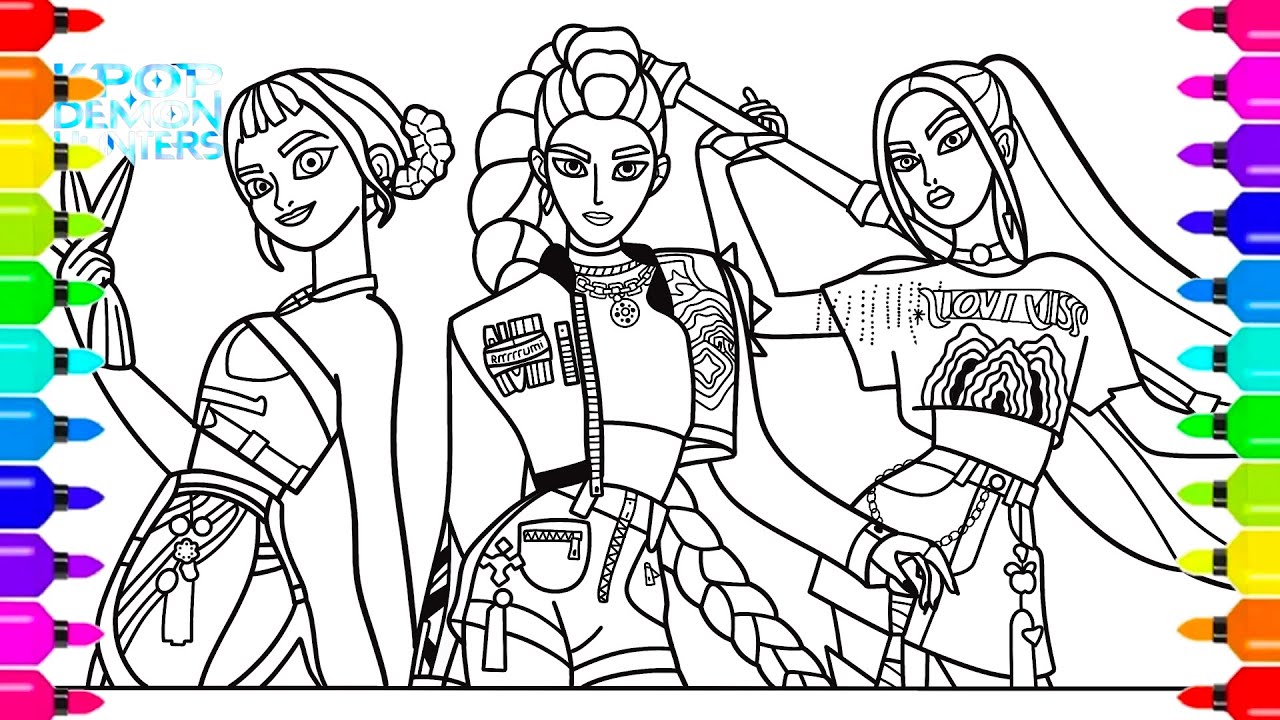 Kpop Demon Hunters Coloring Pages | Coloring Rumi, Mira, Zoey
