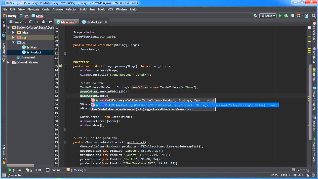 JavaFX Java GUI Tutorial - 18 - Simple TableView